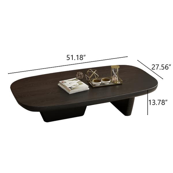 51" Modern Coffee Table with Two Legs,Solid Wood Veneer, Retangular Coffee Table for Living Room ...